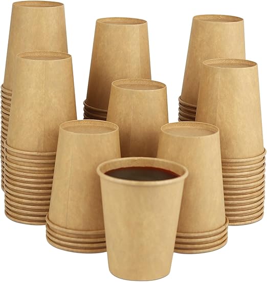 Amazon.com: Kuerqi Paper Cups, 100 Pack 8 Oz Kraft Disposable Cups ...