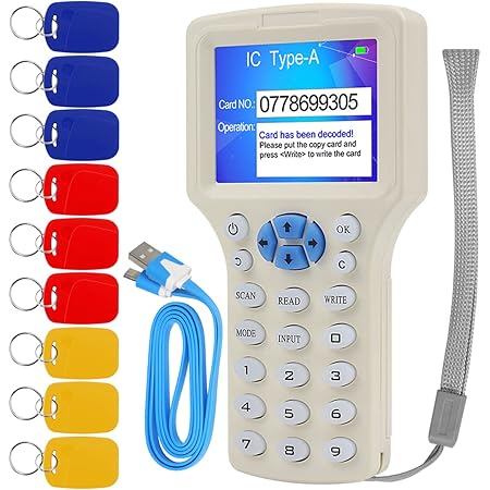 Amazon.com : LEXI Upgraded 10 Frequency RFID Writer/Reader/Duplicator, 125KHz 13.56MHz ID IC HID ...