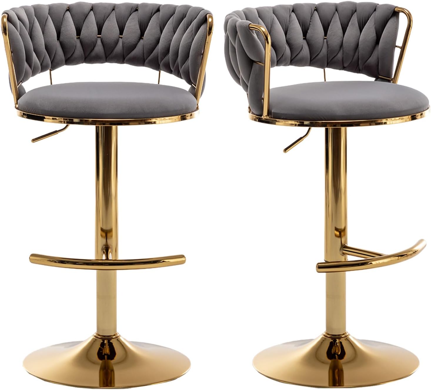 Amazon.com: Riknuxi Velvet Bar Stools Set of 2, Counter Height ...