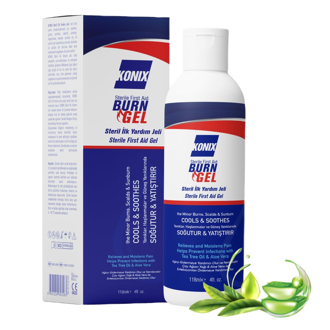 KONIX Sterile First Aid Burn Gel 118 ml, Fast Soothing Cooling Gel ...