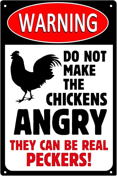 Amazon.com : Aluminum Warning Sign Beware Of Chicken Sign Chicken Coop ...