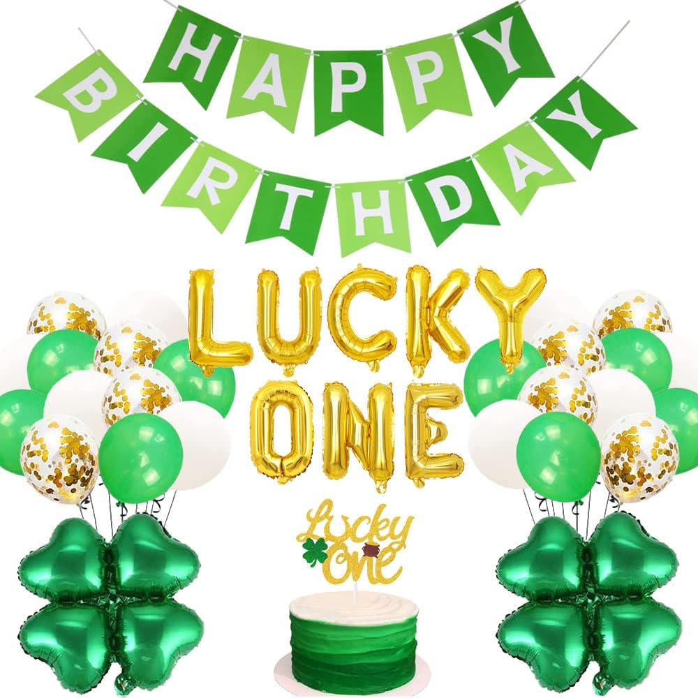 Amazon.com: Lucky One First Birthday Decorations St. Patrick's Day 1st ...