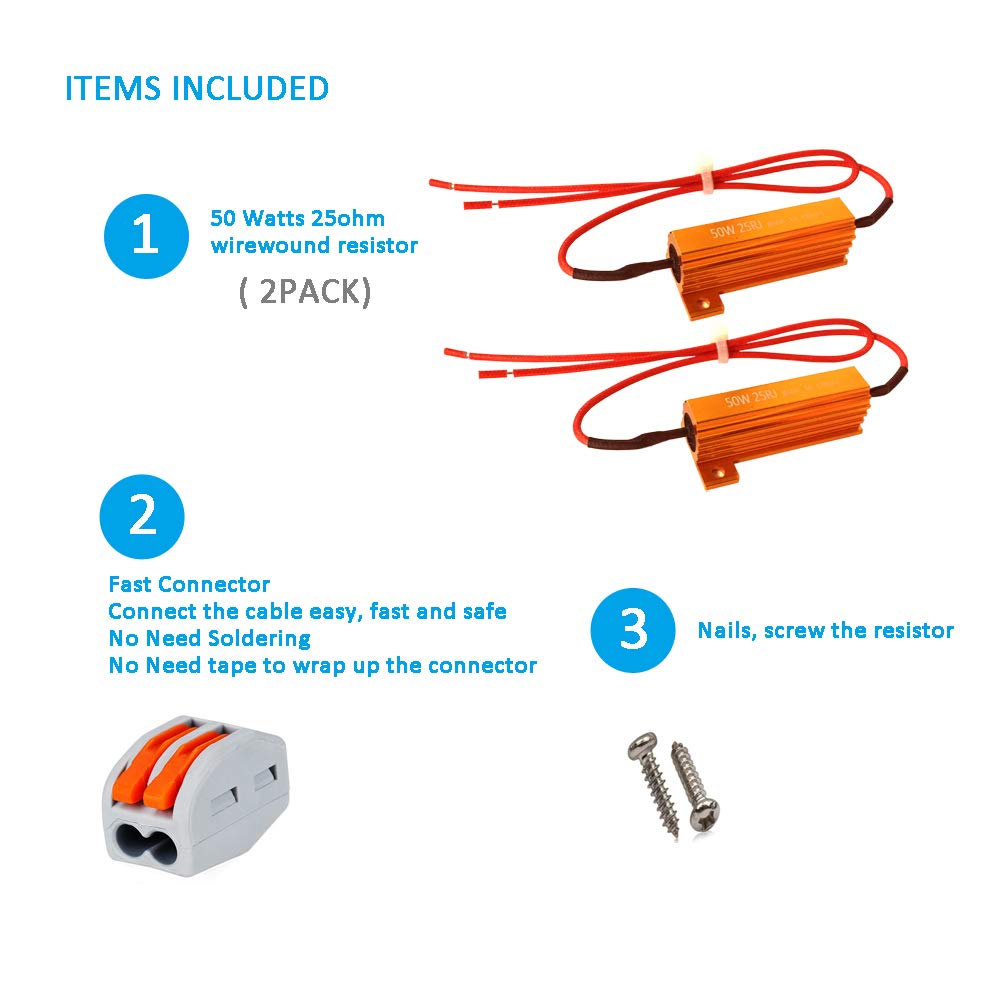 Snapklik.com : 50 Watt 25 Ohm Wirewound Resistor Aluminum Case Chassis ...