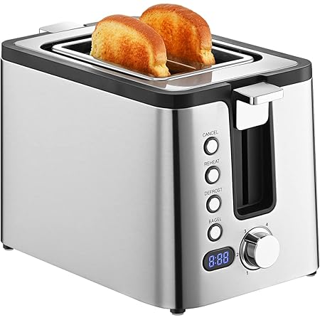 Amazon.com: Chefman 2-Slice Pop-Up Stainless Steel Toaster w/ 7 Shade ...