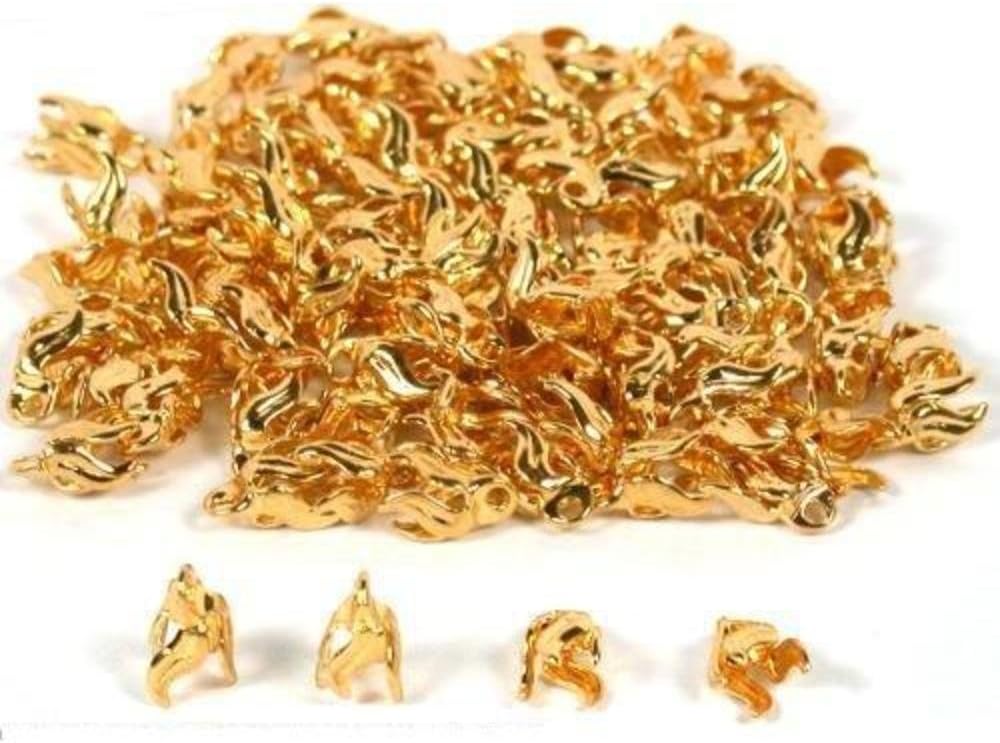 Amazon.com: 100 Gold Plated Bead Caps Necklace Chain Bail Charm : Arts ...