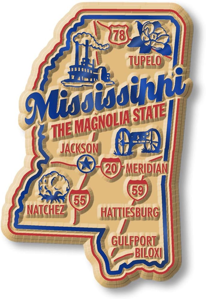 Amazon.com : Flagline Mississippi - Acrylic State Map Refrigerator ...