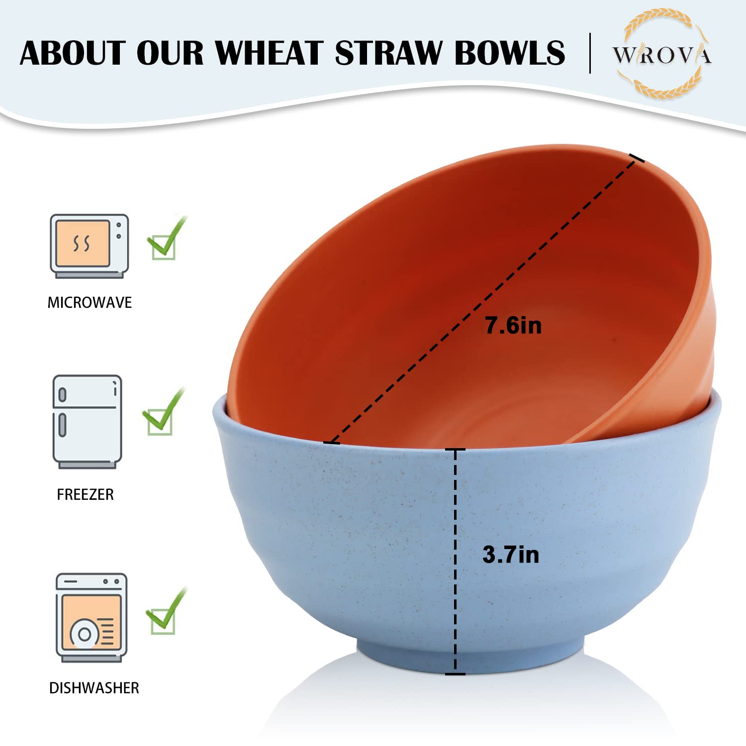 Snapklik.com : Wheat Straw Bowls Set 60 OZ Unbreakable Large Cereal Set ...