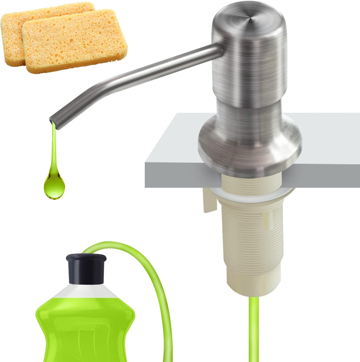 Amazon.com: Soap Dispenser for Kitchen Sink, Brushed Nickel Countertop ...