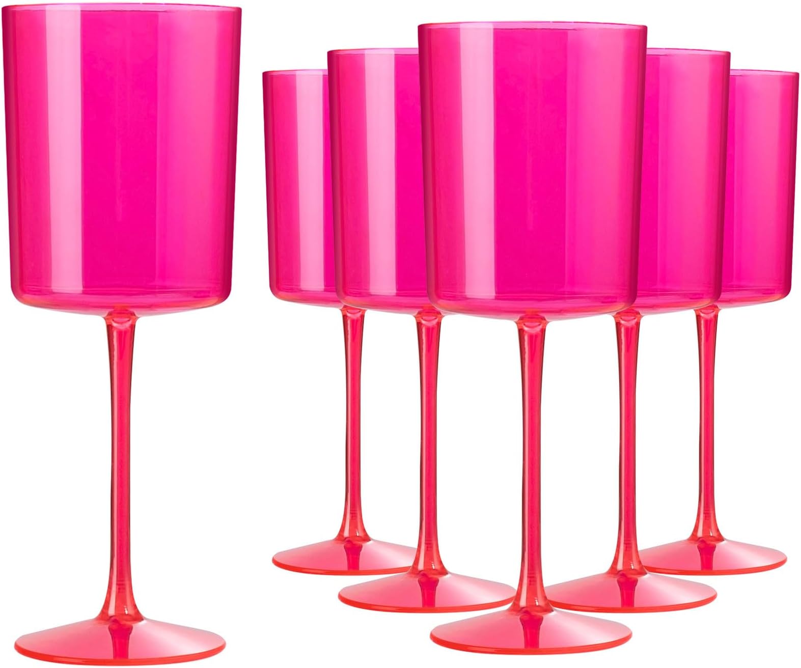 Amazon.com: [12 Oz - 5 pk Pink] Plastic Pink W Gold Rim Stemmed Goblets ...
