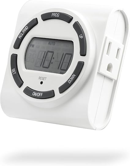 GE SunSmart 7-Day Programmable Timer, 2 Outlet, Plug In, Indoor, Large ...