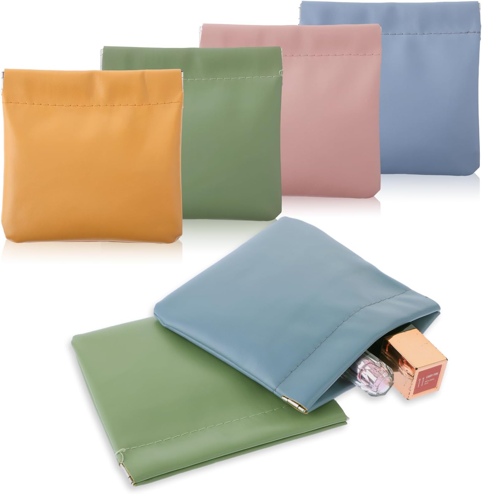 Amazon.com: 4 Pcs Pouchic Snap Closure Pouches Zipperless Small Make Up ...