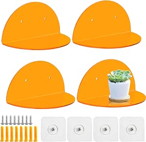 Amazon.com: Boocalny 4 Pack Orange Small Acrylic Shelves, 8In Floating ...