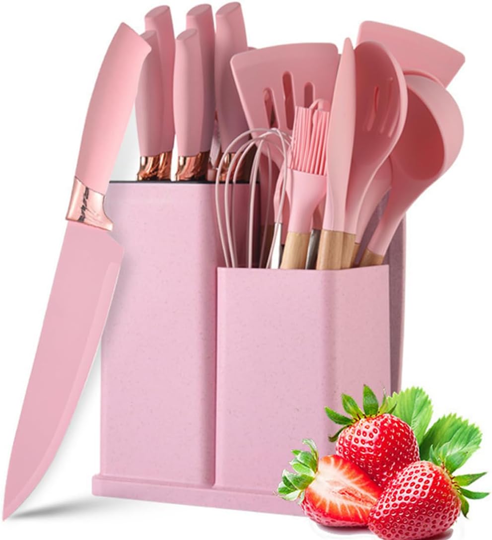 Amazon.com: 19 Pieces Kitchen Utensils and Knife Set with Block, with 9 ...