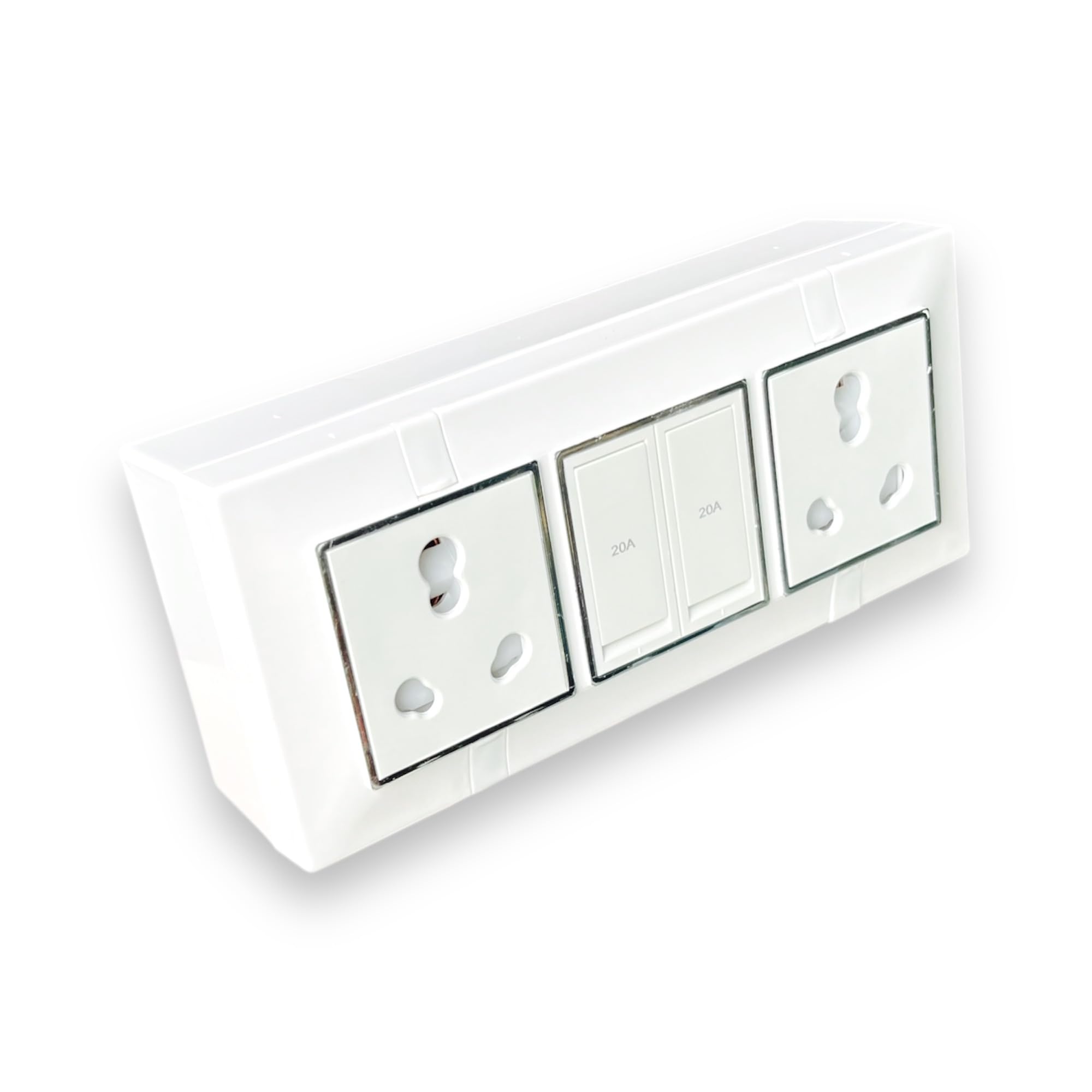 6 Modular Silver Wall Mounted Gang Boxes with 20A Dual Socket and Dual ...