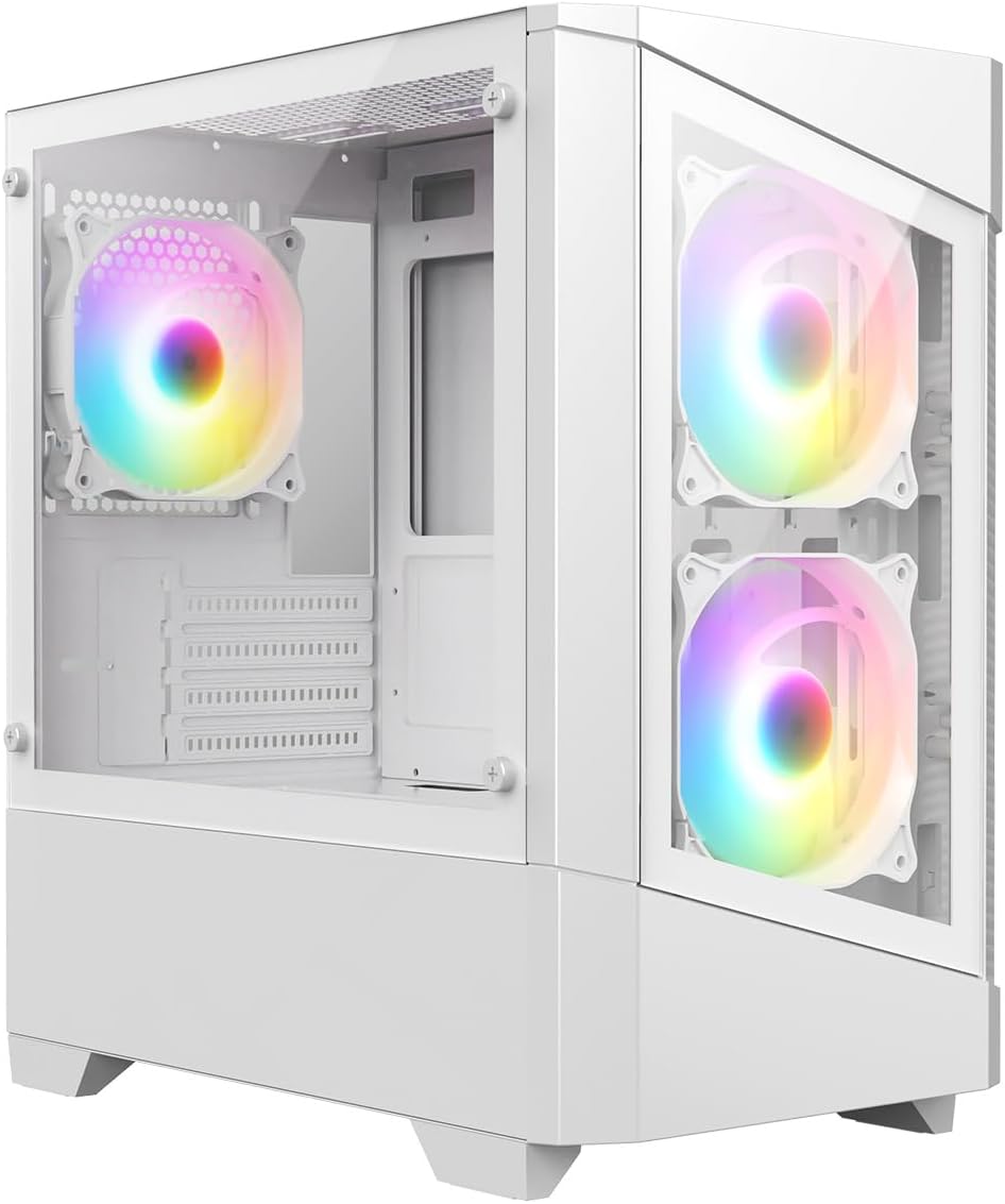 CiT Level 1 Micro-ATX PC Gaming Case M/ATX with Tempered Glass Front ...