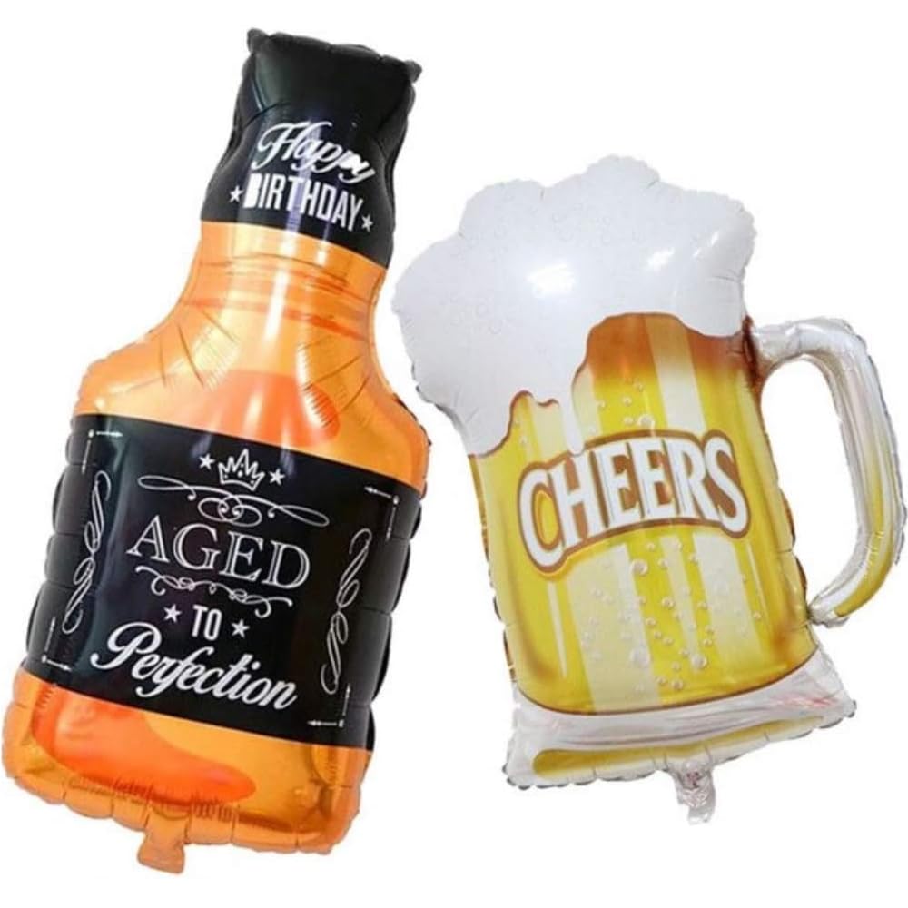 Amazon.com: DIWULI 2 pcs Balloon Happy Birthday set, Whisky Bottle ...