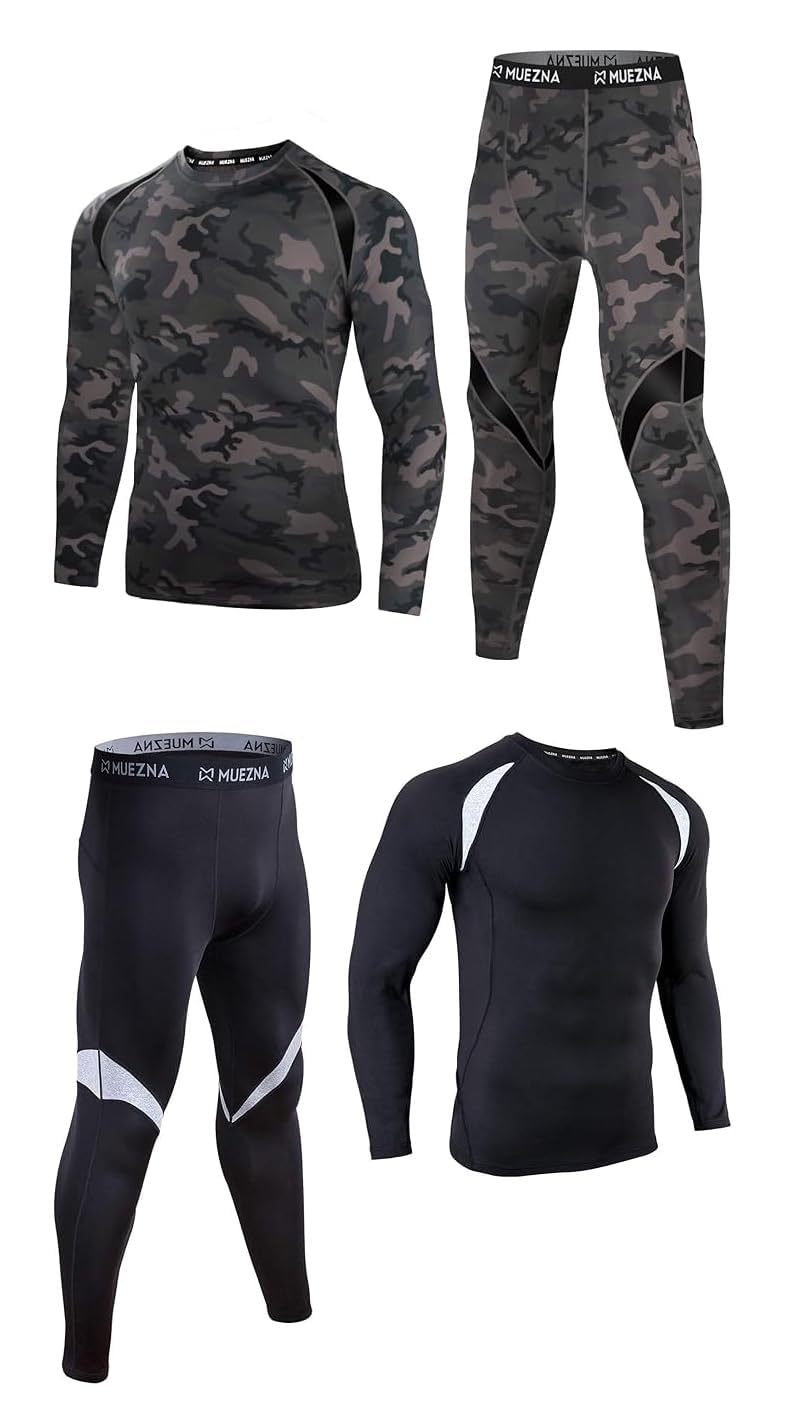 Amazon.com: Muezna 2 Pack Mens Thermal Underwear Set Fleece Lined Base ...