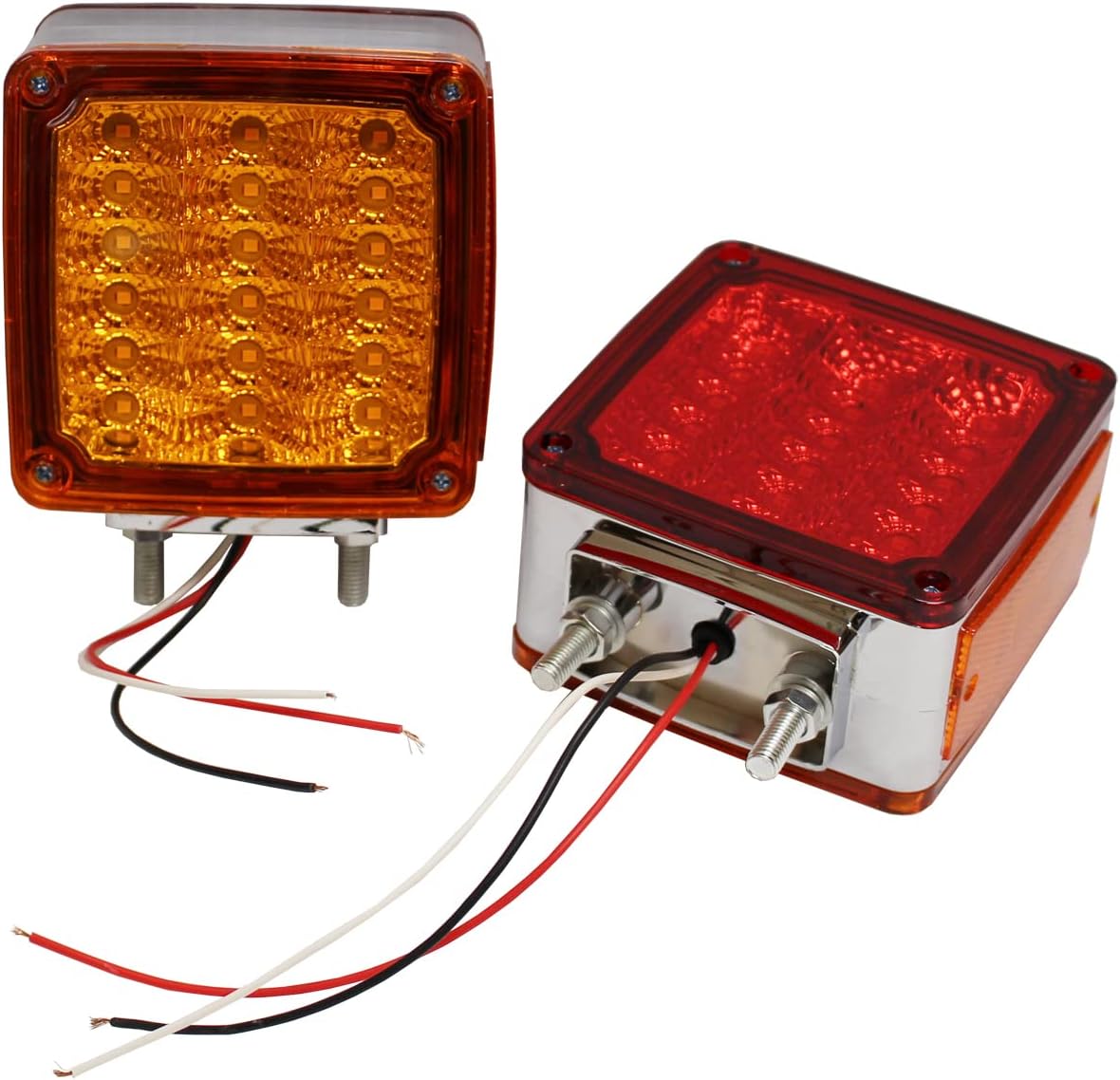 Pedestal Cab Fender Light 39 LED Square Double Stud 2 Face Red/Amber LH ...