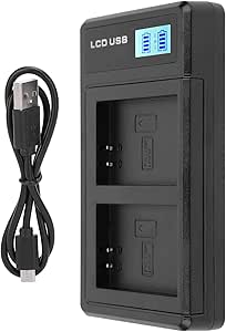 Amazon.co.jp: Portable Camera Battery Charger with LCD Display, Dual ...