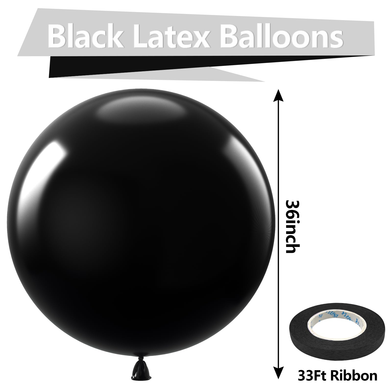 Snapklik.com : Black Giant Balloons 36 Inch - 8 Pack Jumbo Black ...