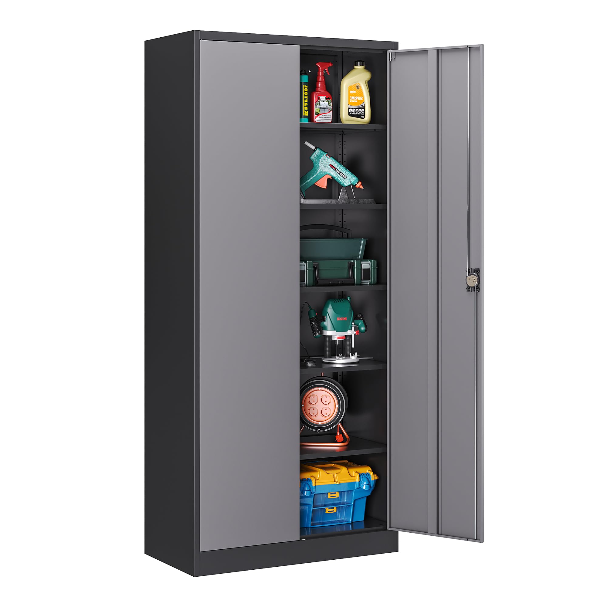 LISSIMO 72 Inch Metal Cabinet,Locking Storage Cabinet with 2 Doors and ...