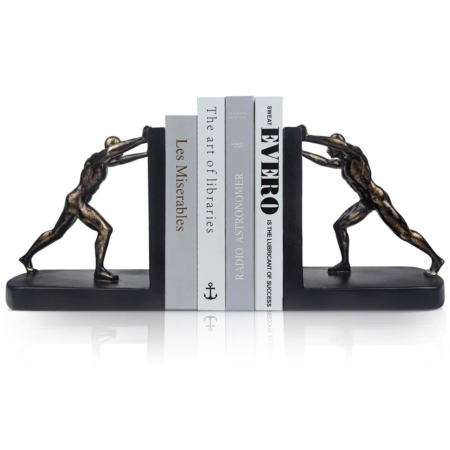 Amazon.com: LIFFY Man Decorative Book Ends,Resin Non Skid Bookends for ...