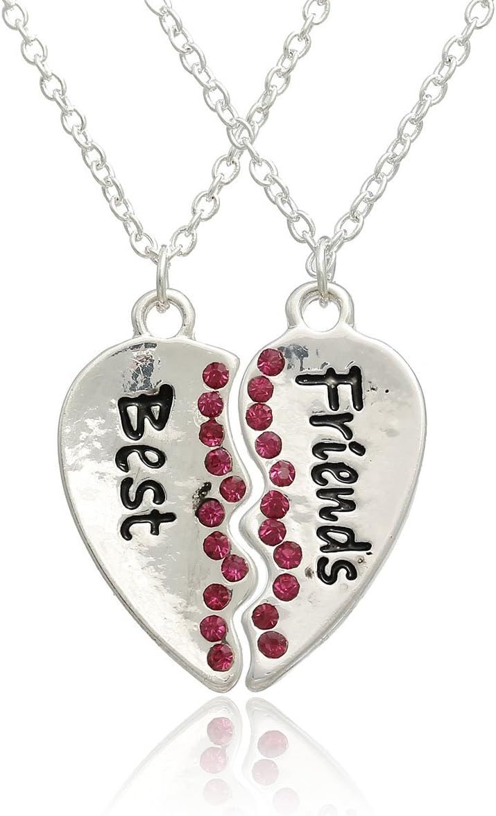 Amazon.com: Set of 2 Broken Heart Best Friends Pendant Necklace Link ...