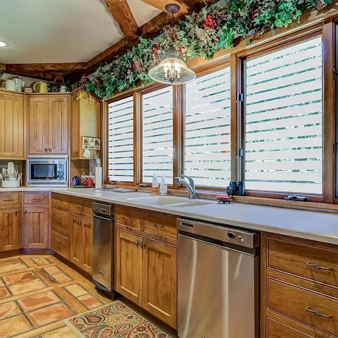 Buy Privacy Window Film, Stripes Self Adhesive Lines Frosted Glass Film ...