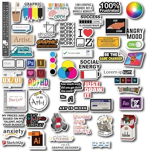 D2C Graphic Designer Sticker Set - Creative Art & Design Stickers, Pack ...