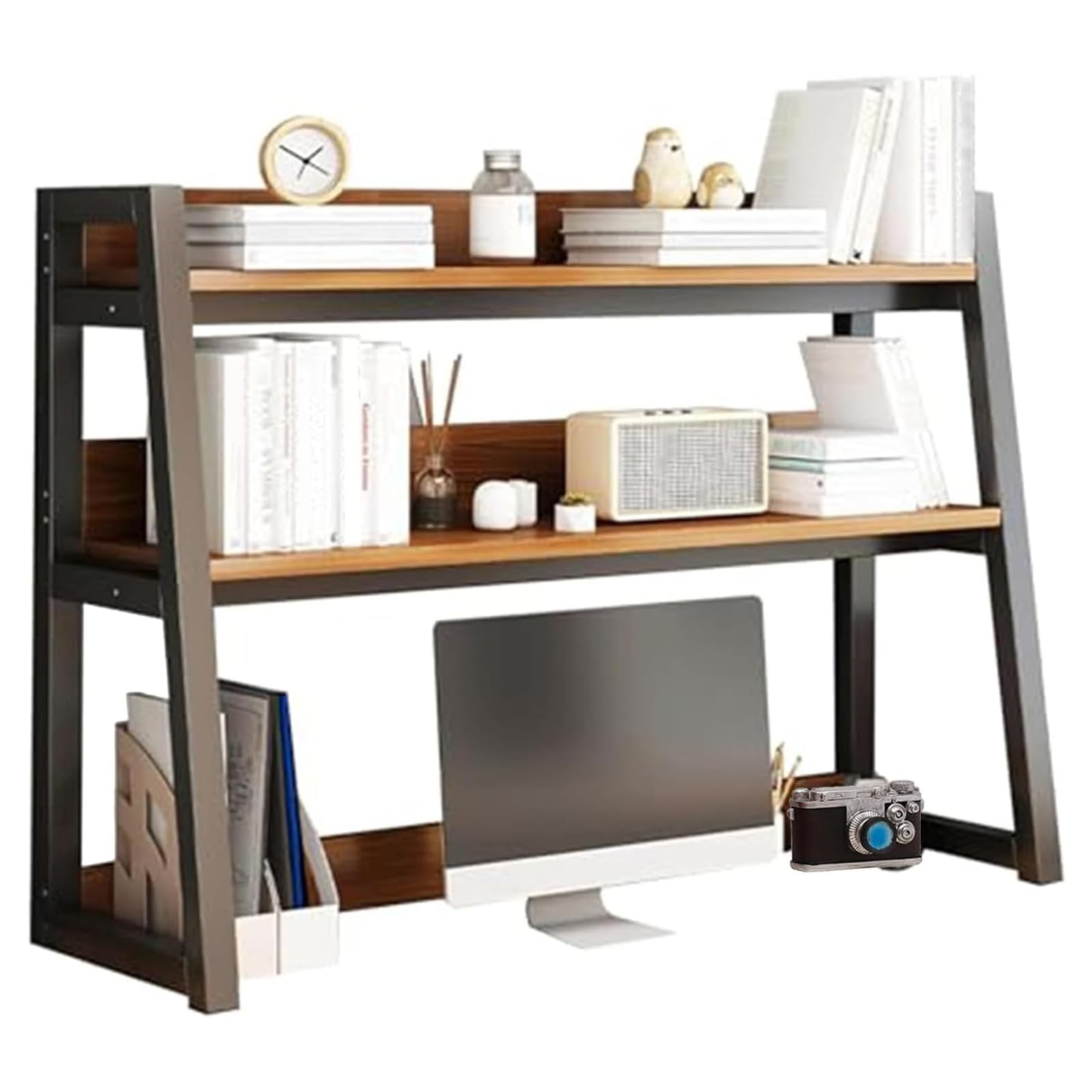 Amazon.com: FPIGSHS Desktop Hutch Shelf，2-Tier Computer Desktop ...