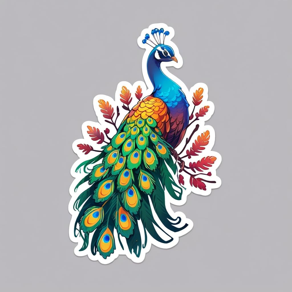 Amazon.com: Cute Peacock Water Bottle Stickers for Kids Teens 2in ...