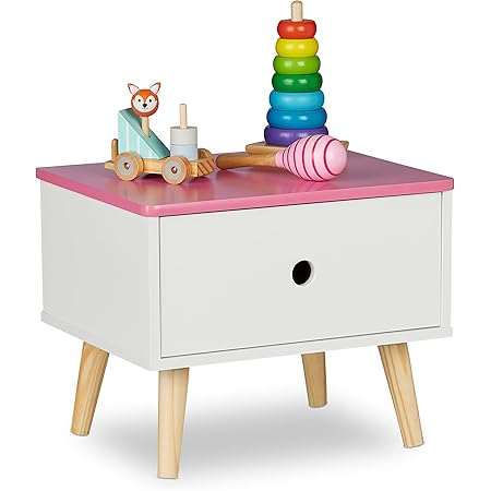 Relaxdays Children's Bedside Table, with Drawer, HWD: 31x38x30 cm, Kids ...