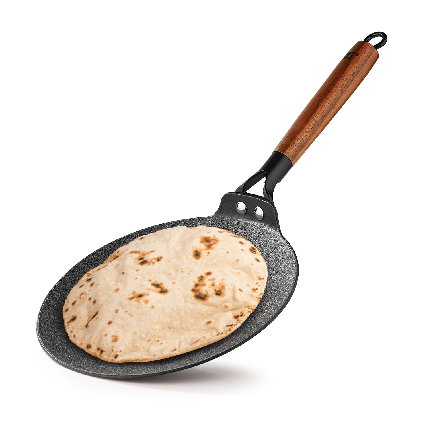 Buy BERGNER Odin 22cm Cast Iron Roti Tawa with Wooden Coated Handle ...