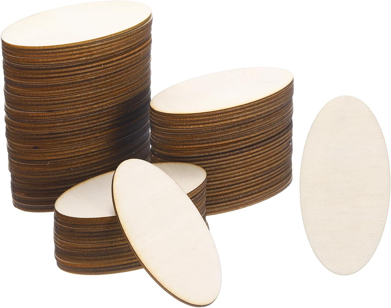 Amazon.com : PATIKIL 60x30mm Wood Pieces, 100 Pack Unfinished Oval Wood ...
