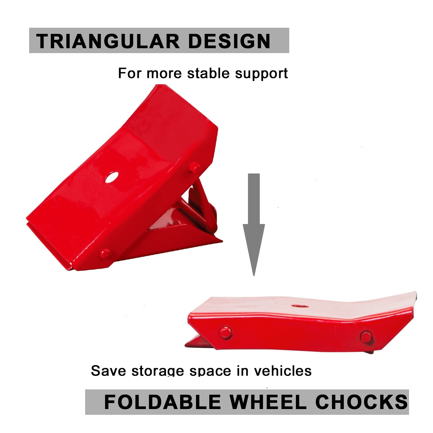 Snapklik.com : BIG RED 2 Pack Steel Wheel Chock Foldable Tire Stop For Car