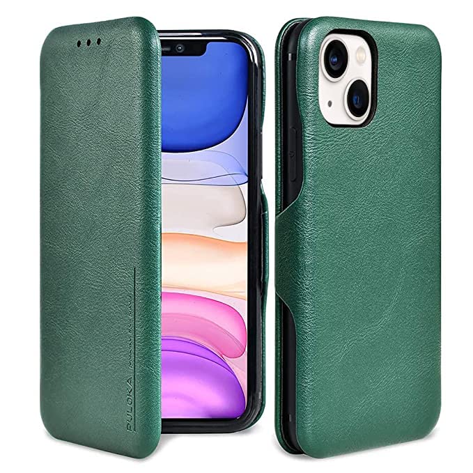 PULOKA iPhone 14 PU Leather Flip Back Cover Leather Wallet Back Case ...