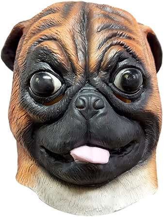 Amazon.com: FantastCostumes Unisex Adult Frightened Pug Mask Dog Head ...