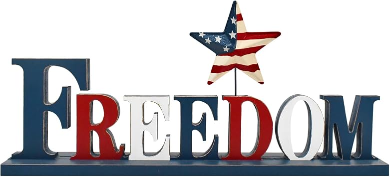 Amazon.com: Morning View Patriotic Decor Wooden Freedom Sign American ...