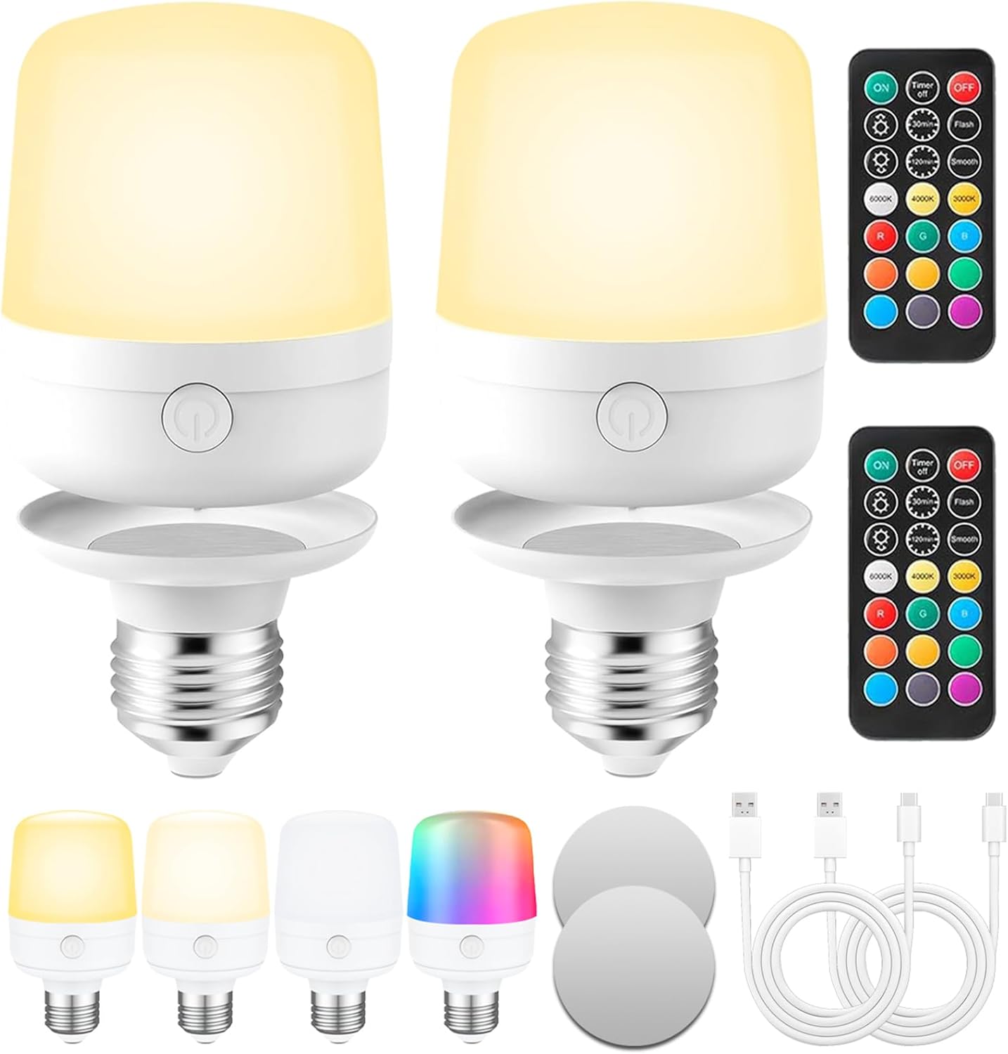 Amazon.com: E26 Battery Operated Light Bulb With Remote Control ...