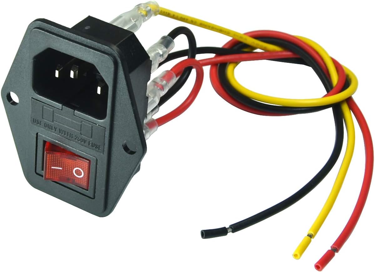 FILSHU 10A 250V Power Socket Inlet Module Plug Switch 10A Fuse with ...