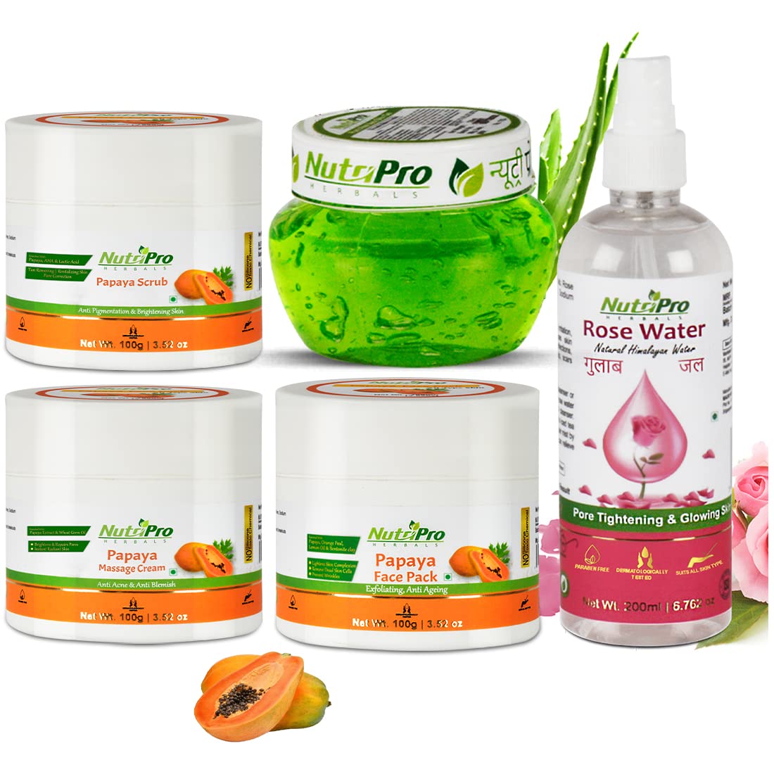 Buy NutriPro Papaya Facial Kit With Rose Water 620GM Enriched Papaya ...