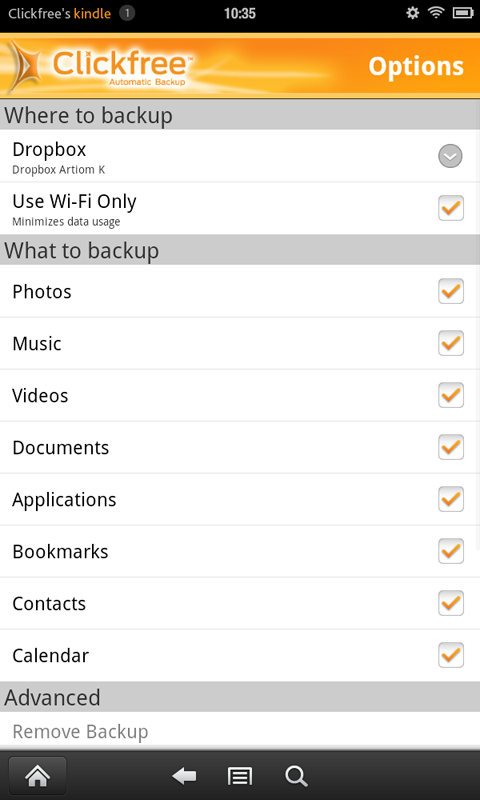 Clickfree Mobile Backup - App on Amazon Appstore