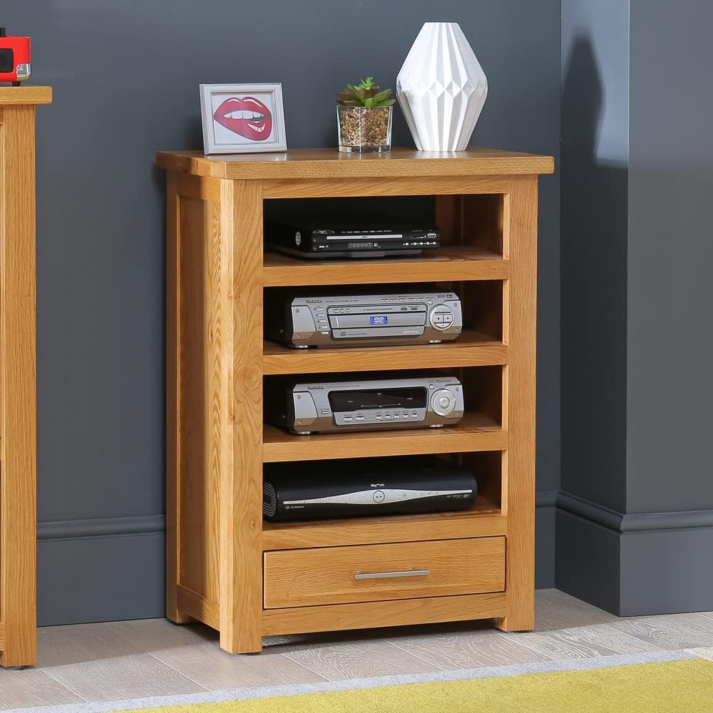 Rustic Oak Hi-Fi Media Shelf Unit Stand : Amazon.co.uk: Home & Kitchen