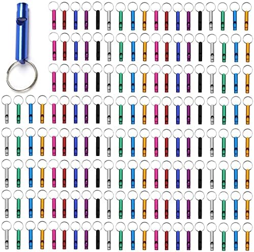 Tergy 100 Pieces Emergency Whistle with Keychain Aluminum Whistle ...