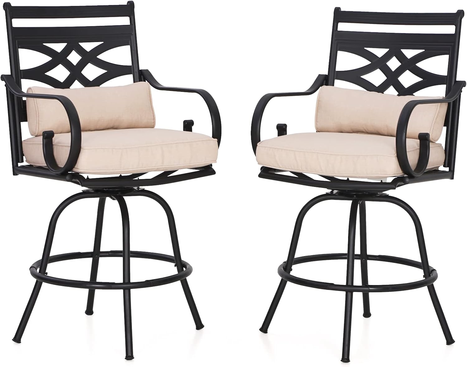 Amazon.com: MFSTUDIO 2 PCS Outdoor Bar stools, 360° Swivel Bar Chairs ...