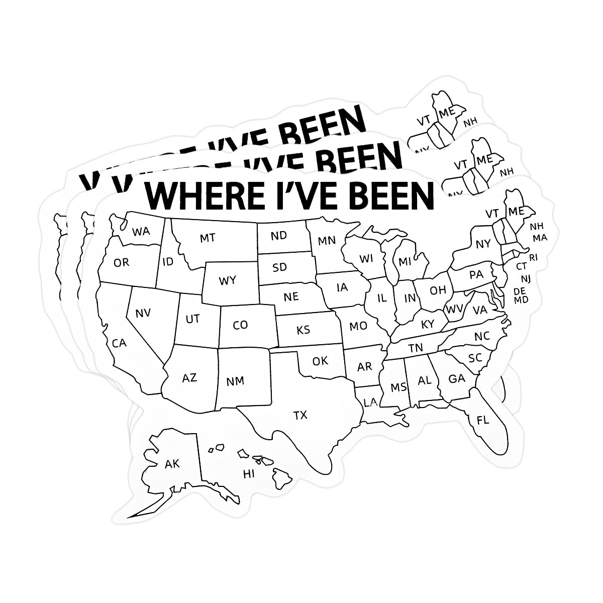 Snapklik.com : 3PCS Where Ive Been Map Vinyl Coloring Sticker, 5" Waterproof Decal Visited ...