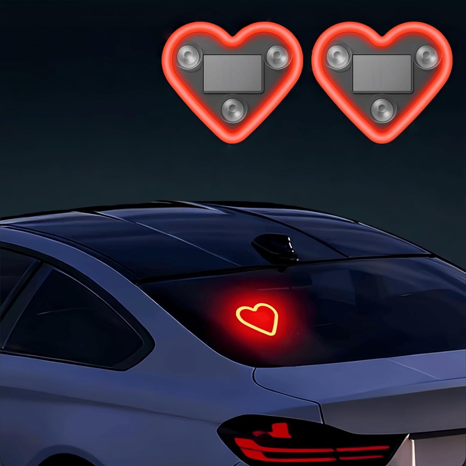 Amazon.com: Car LED Ambient Light - Solar-Powered Heart-Shaped LED Neon ...