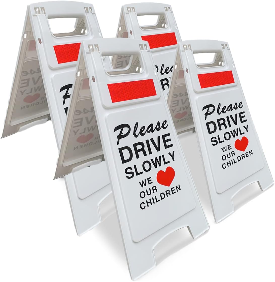 Amazon.com: 4 Pack Reflective Children at Play Signs with Double-Sided ...