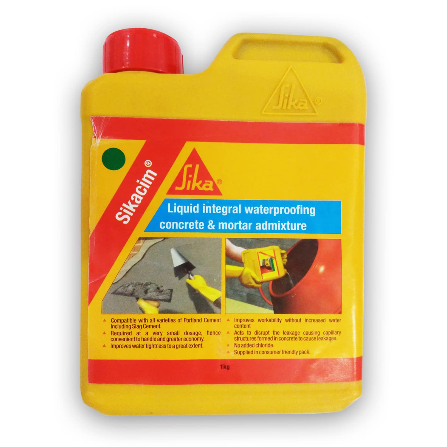 SikaCim, Liquid waterproofing concrete and mortar admixture, for slabs, beams and columns, 1kg ...