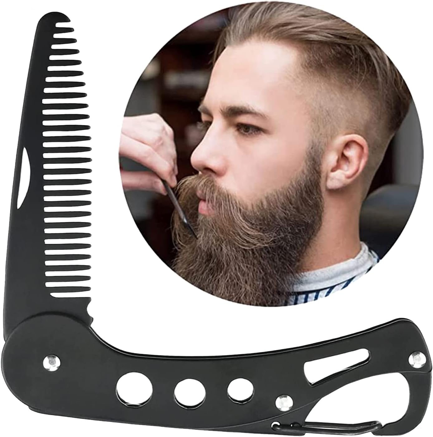 YUERWOVER Mustache Folding Comb for Men Stainless Steel Metal Pocket ...